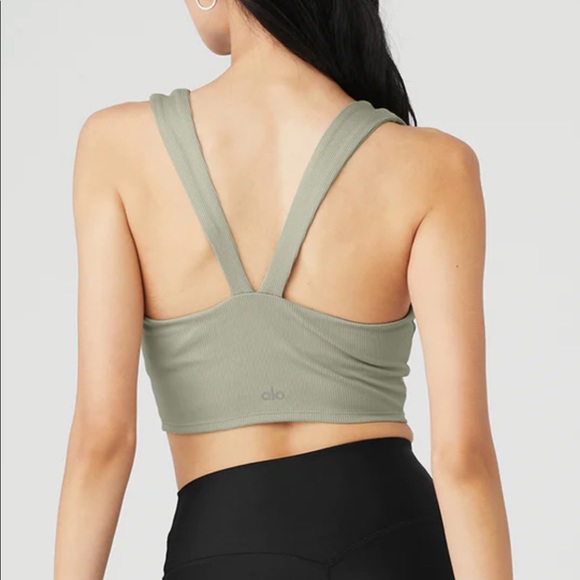 Tops | Brand New Alo Yoga Alosoft Ribbed Chic Bra Tank Limited Edition Color Limestone | Poshmark